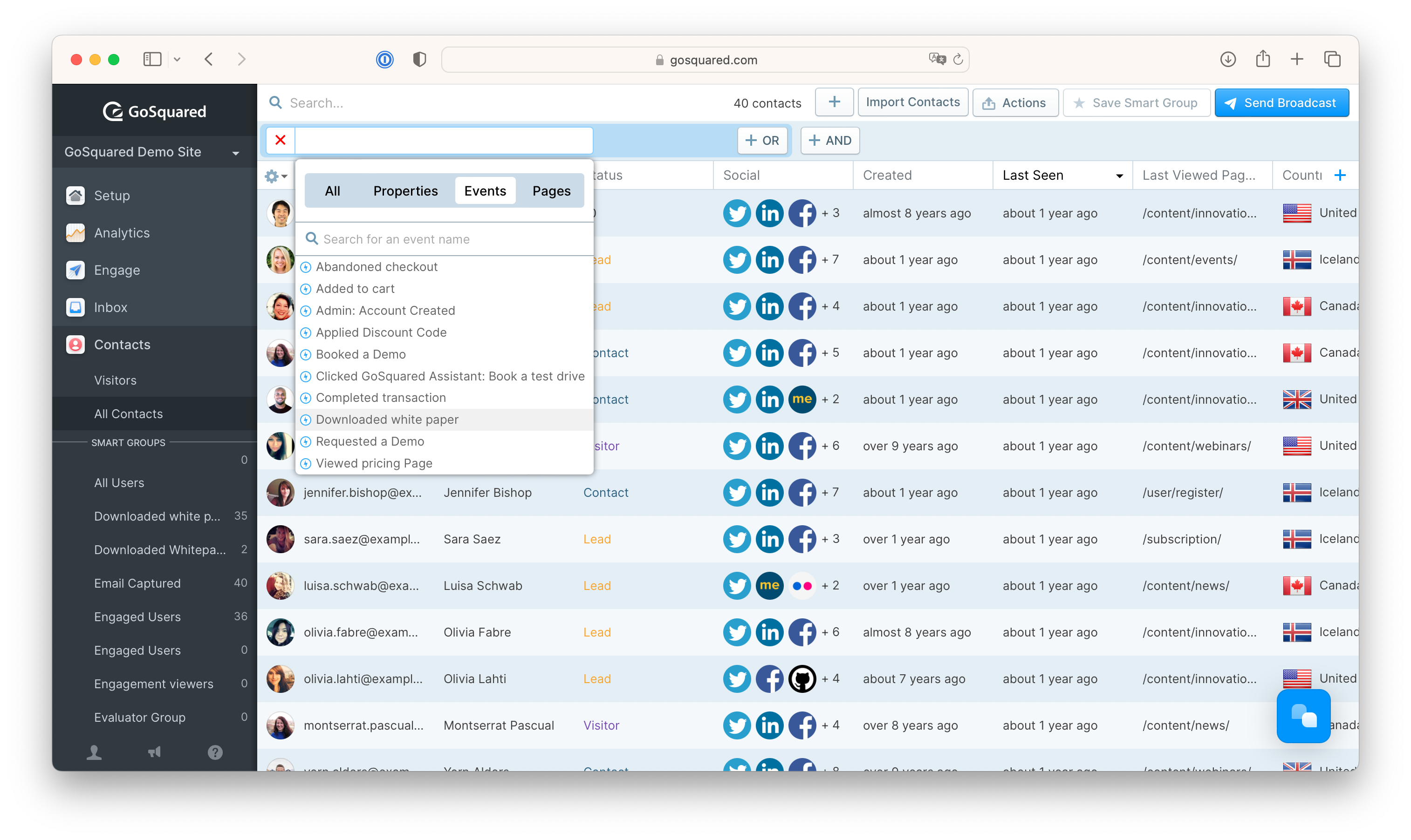 Tracking Custom Events In GoSquared Contacts GoSquared